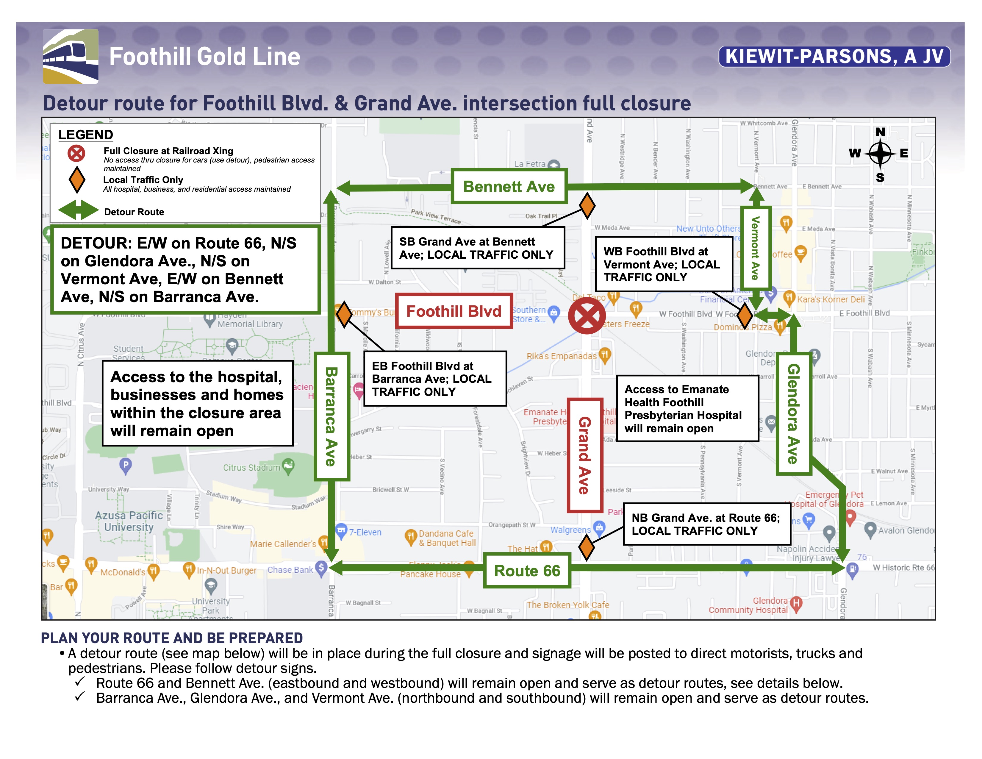 Foothill Gold Line Construction Alert - EXTENDED: Intersection Closure ...
