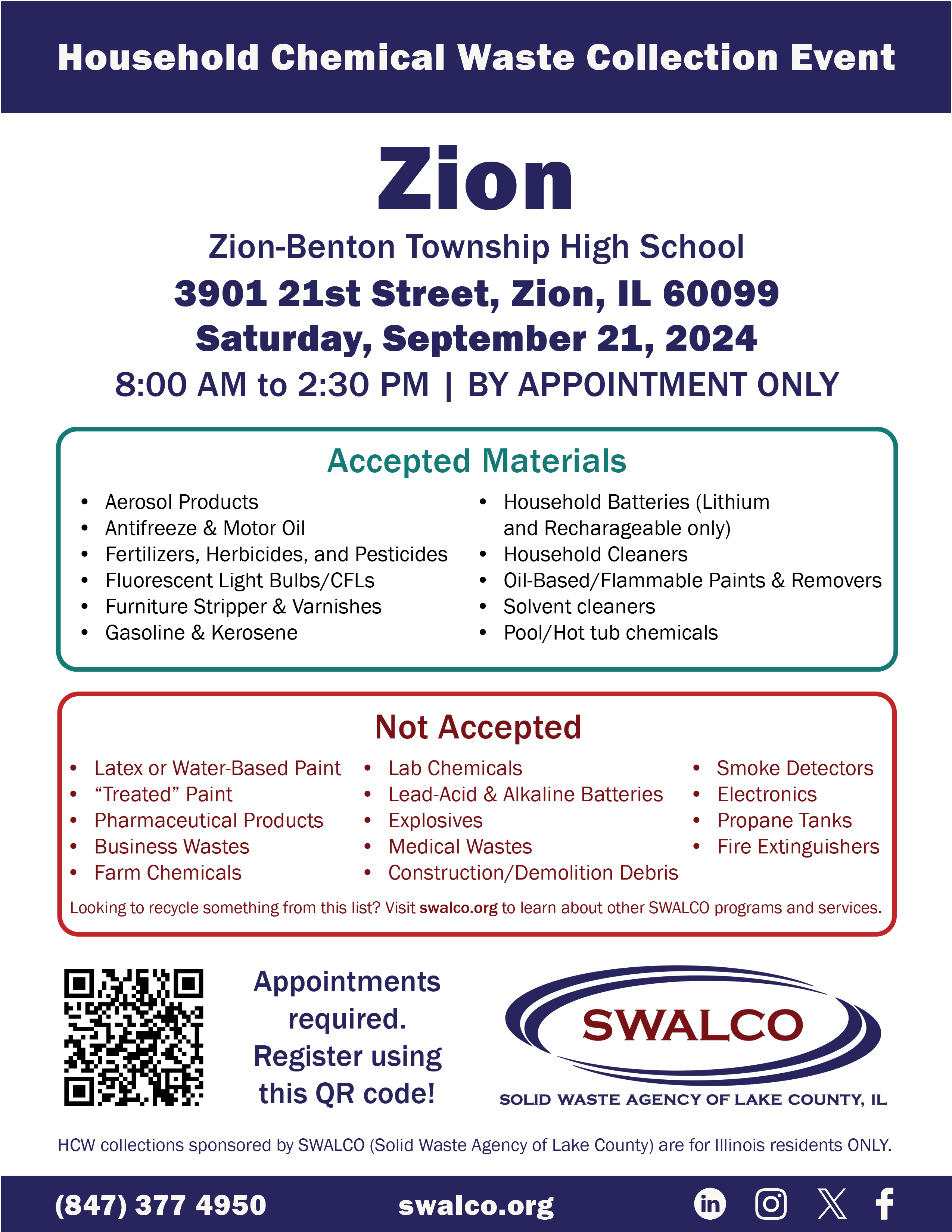 SWALCO - HCW Mobile Event in Zion on September 21, 2024