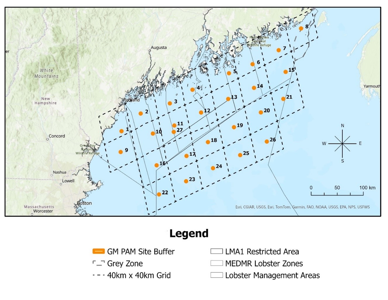 Notice to Fishermen: Please Avoid Passive Acoustic Monitoring Buffer Zones