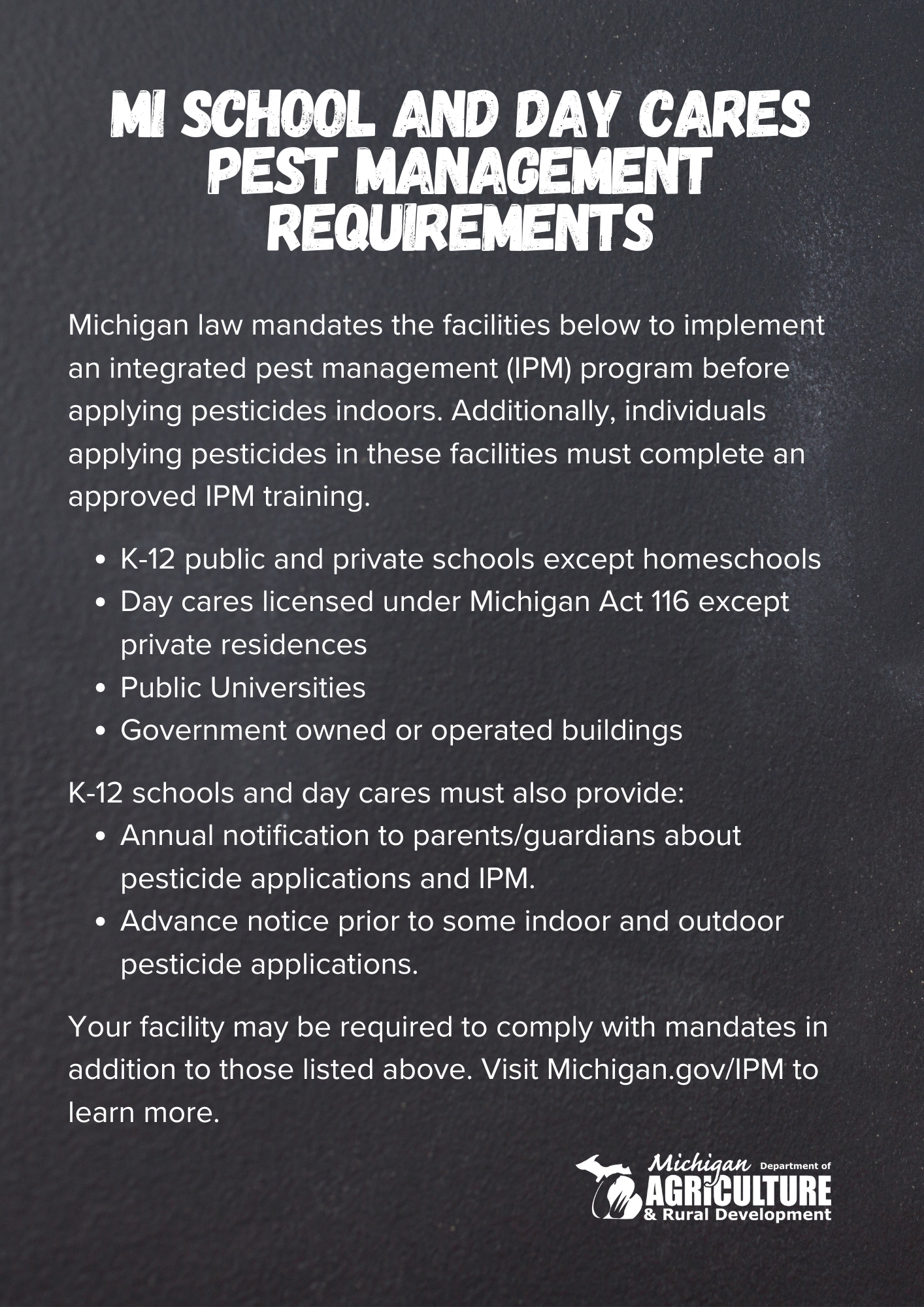 Welcome to MDARD’s IPM for Schools and Day Cares Subscriber List