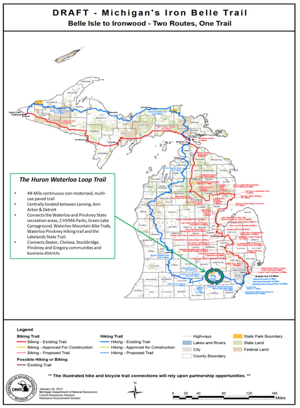 Huron Waterloo Loop to link to Iron Belle Trail