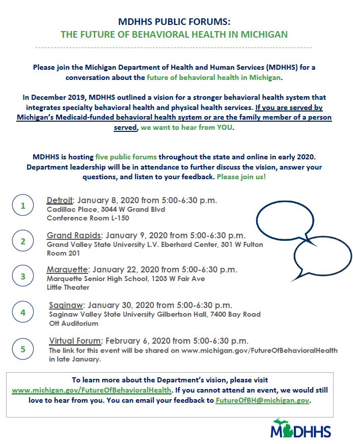 Ottawa County, Michigan Community Mental Health News MDHHS Behavioral ...