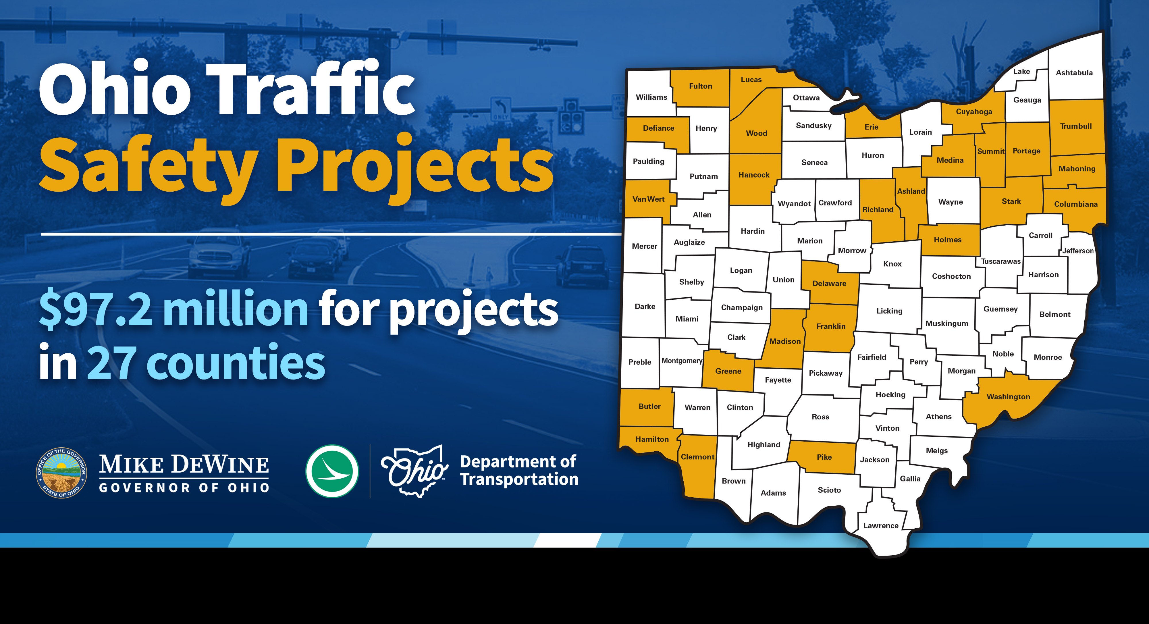 Gov. DeWine Announces $97 Million to Upgrade Roadway Safety
