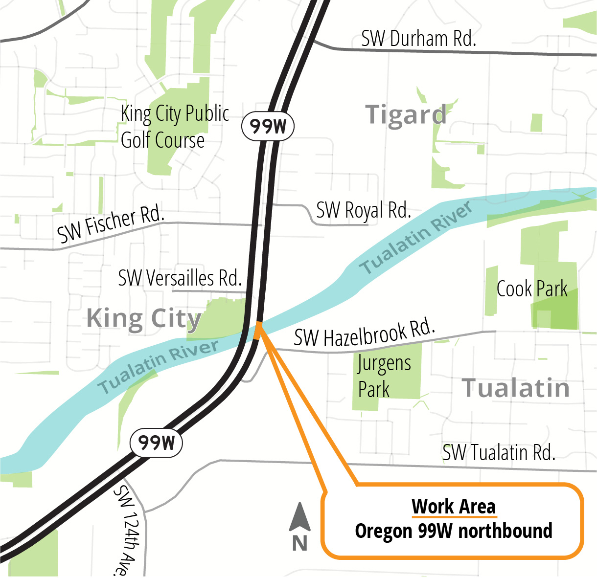 24/7 lane closures complete on the OR 99W northbound Tualatin River Bridge