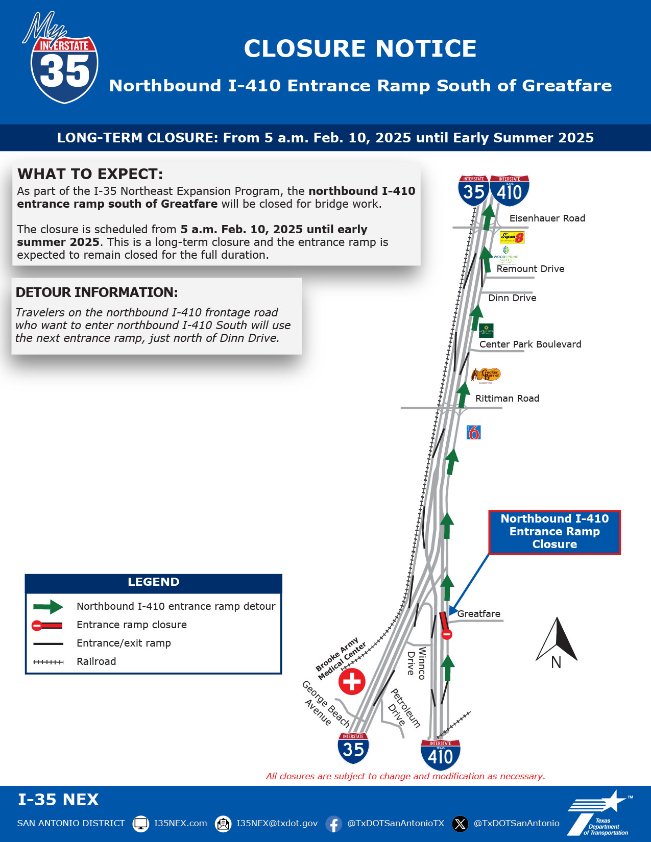 I-35 NEX Project Closure | Long-term closure beginning Feb. 10, 2025