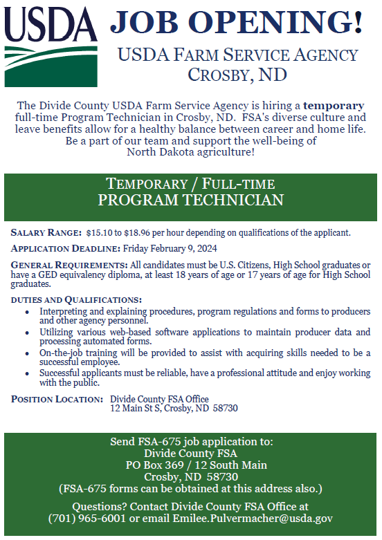 Divide County - USDA Updates