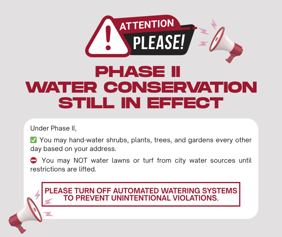 UPDATE 8/11/2025: Emergency Water Conservation Measures Remain In Effect