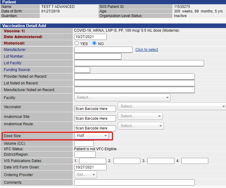 Moderna Booster Reporting of Administered and Wasted Doses