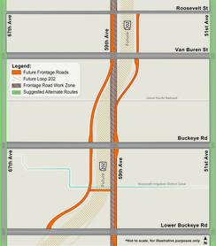 59th Avenue frontage road construction starts on South Mountain Freeway