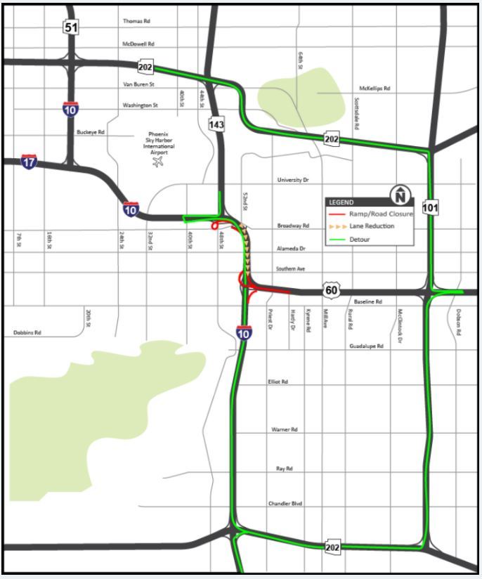 Eastbound US 60 (Superstition Freeway) between I-10 and Hardy Drive to ...