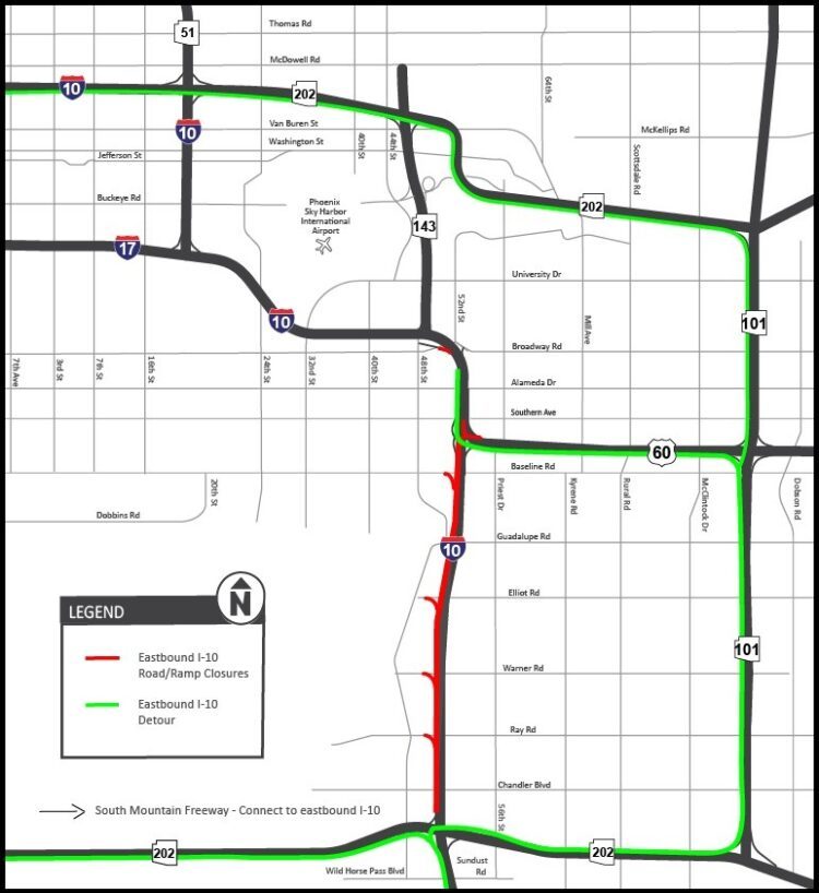 Plan for I-10 closures and restrictions from Broadway Road to Loop 202 ...