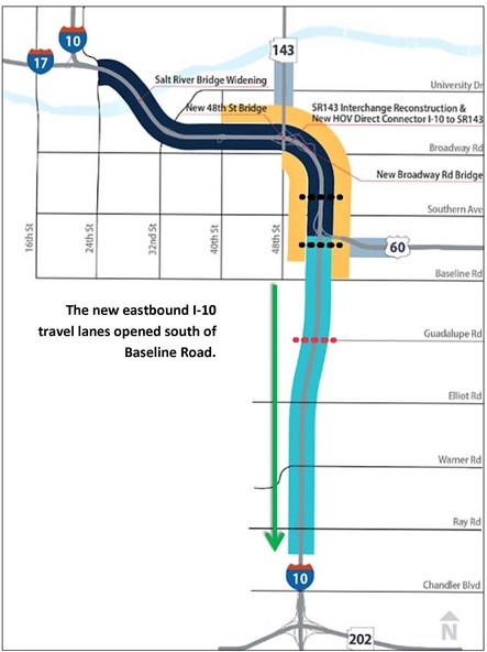 New eastbound I-10 travel lanes open in the Southeast Valley