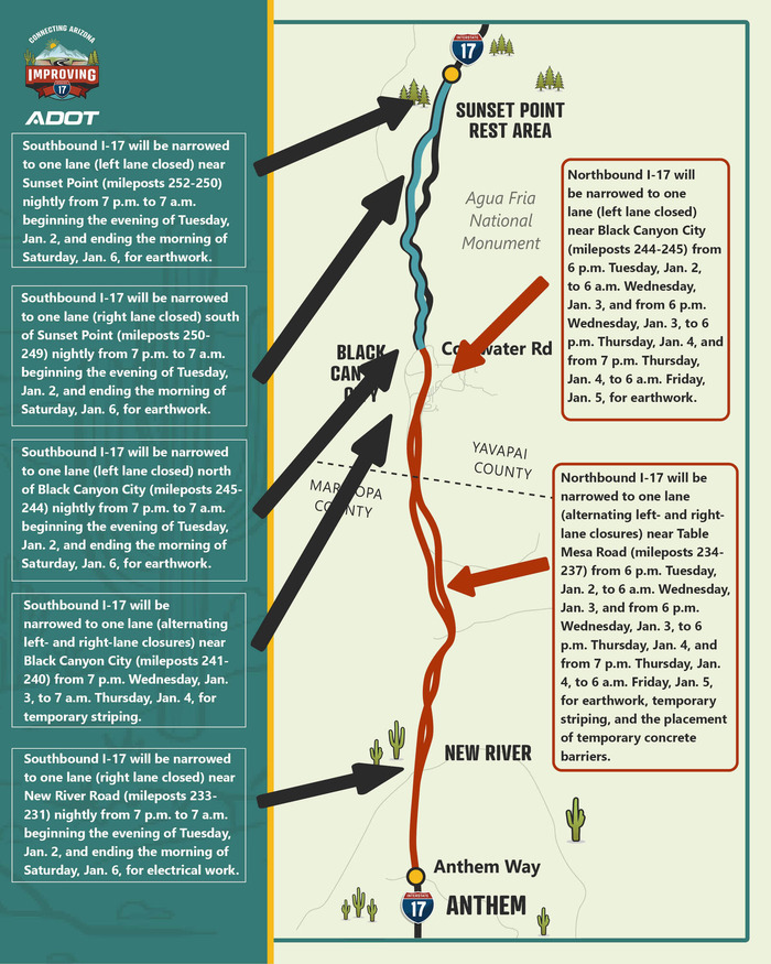 Drivers on Interstate 17 should plan for nightly lane restrictions and ...