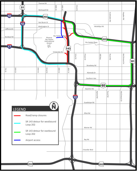 Southbound State Route 143 to close between Loop 202 (Red Mountain ...