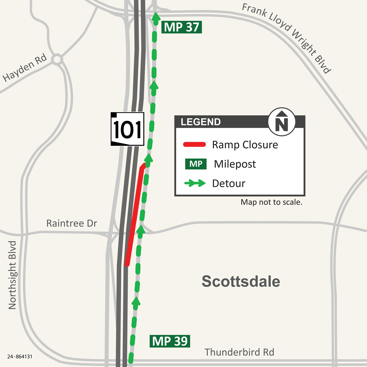 Long-term closure of northbound Loop 101 off-ramp at Frank Lloyd Wright ...