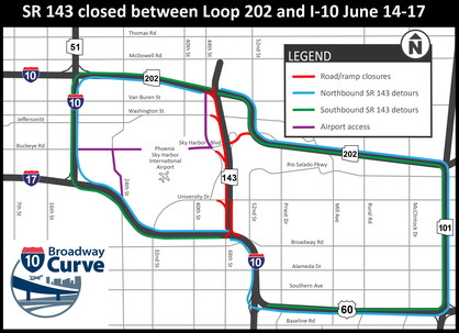 State Route 143 to close in both directions near Phoenix Sky Harbor ...