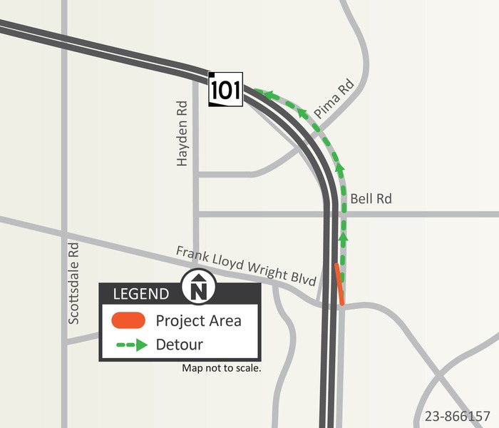 Northbound Loop 101 on-ramp at Frank Lloyd Wright Boulevard to be ...