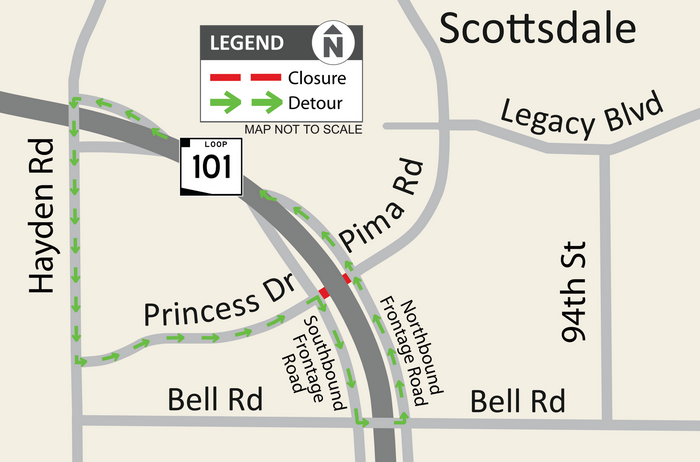 Overnight closures of Princess Drive/Pima Road at Loop 101 scheduled ...