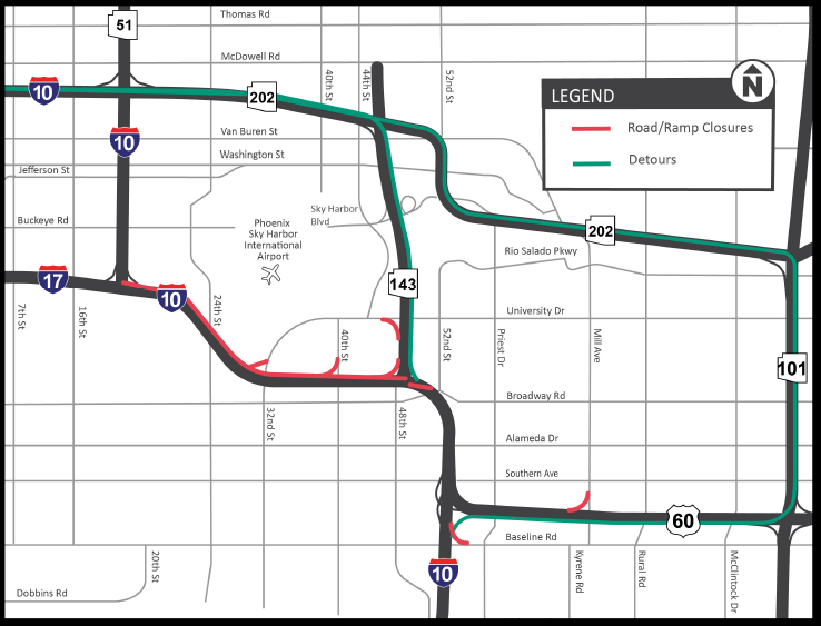 Westbound Interstate 10 to close between State Route 143 and I-17