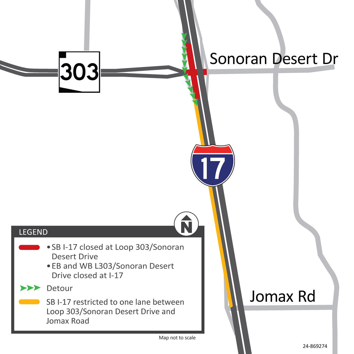 Southbound I-17 to be closed at Loop 303/Sonoran Desert Drive this ...