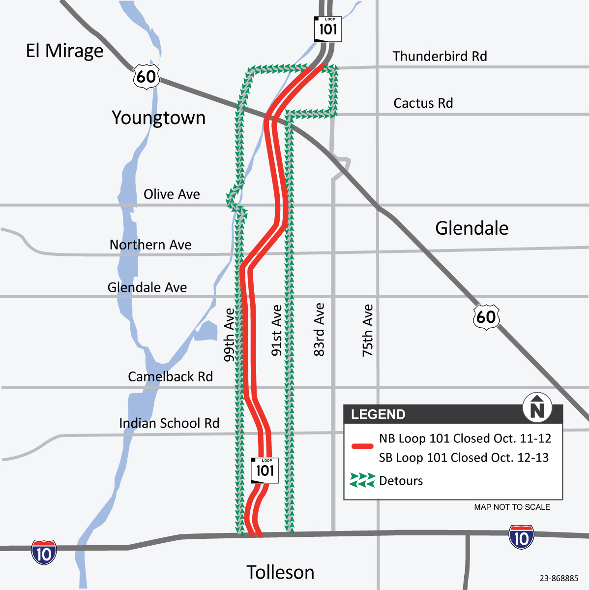 REMINDER: Loop 101 closures planned this weekend (Oct. 11-13) between I ...