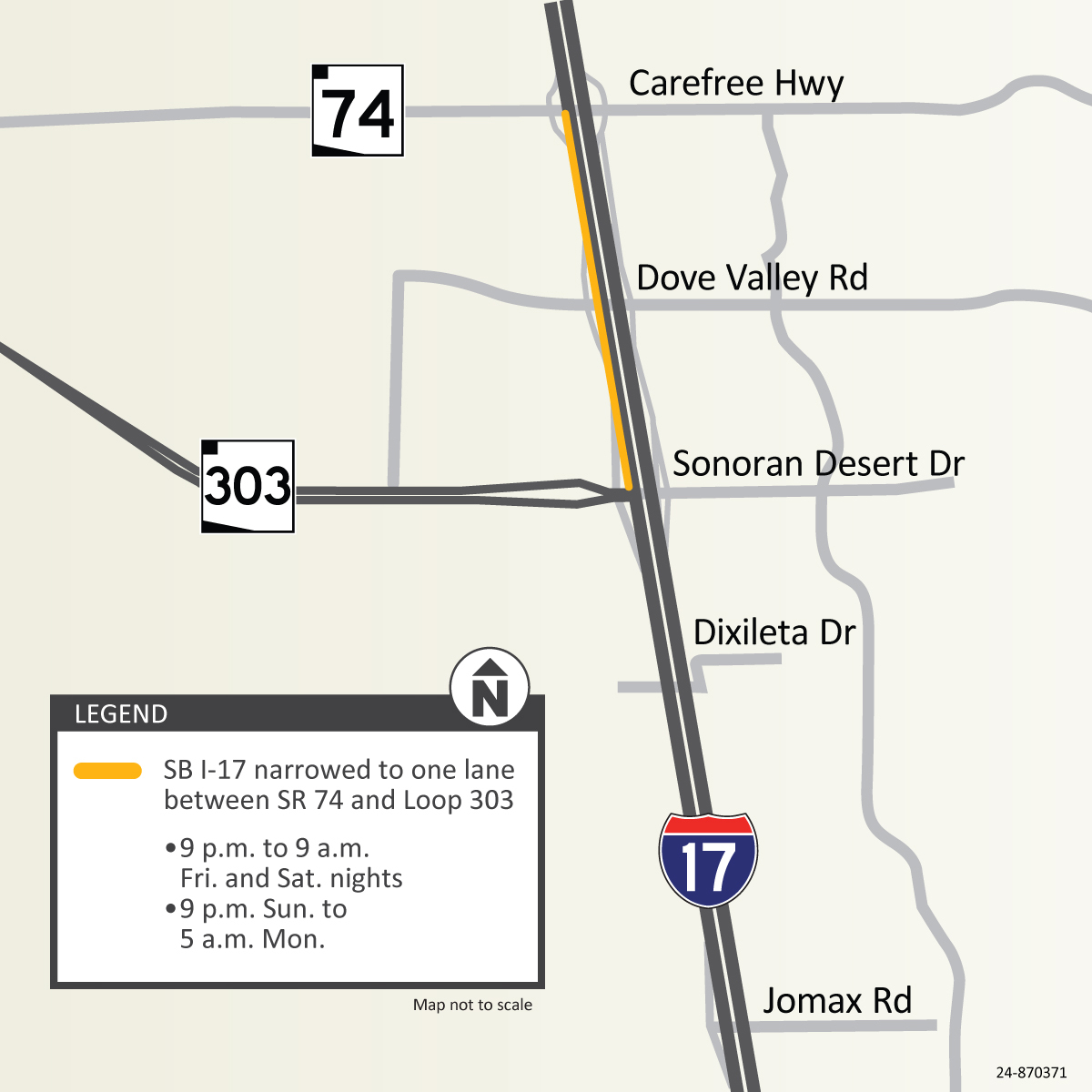Southbound I-17 to be narrowed to one lane in North Phoenix this ...