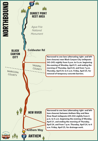 Drivers on Interstate 17 should plan for overnight lane restrictions ...