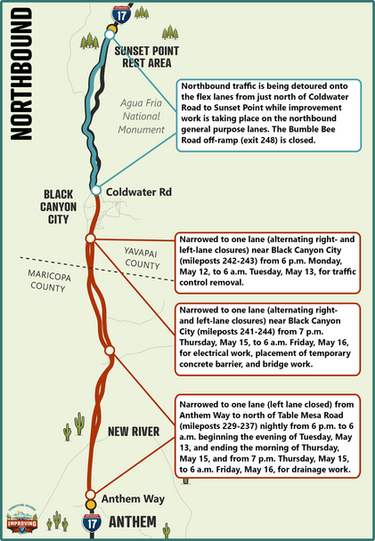 Drivers on Interstate 17 should plan for overnight lane restrictions ...