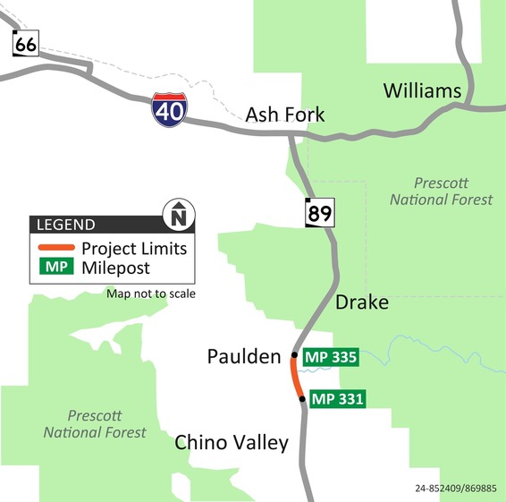 SR 89 rumblestrip, pavement project scheduled to begin in Paulden on May 18