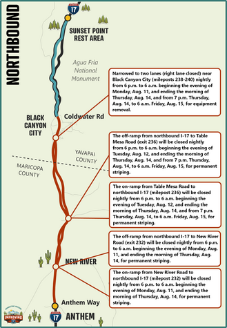 Drivers on Interstate 17 should plan for overnight lane restrictions ...