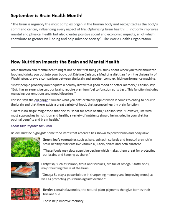 September is Brain Health Month