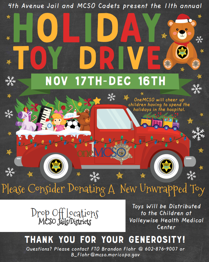 MCSO Holiday Toy Drive: ENDS THIS FRIDAY December 16th!