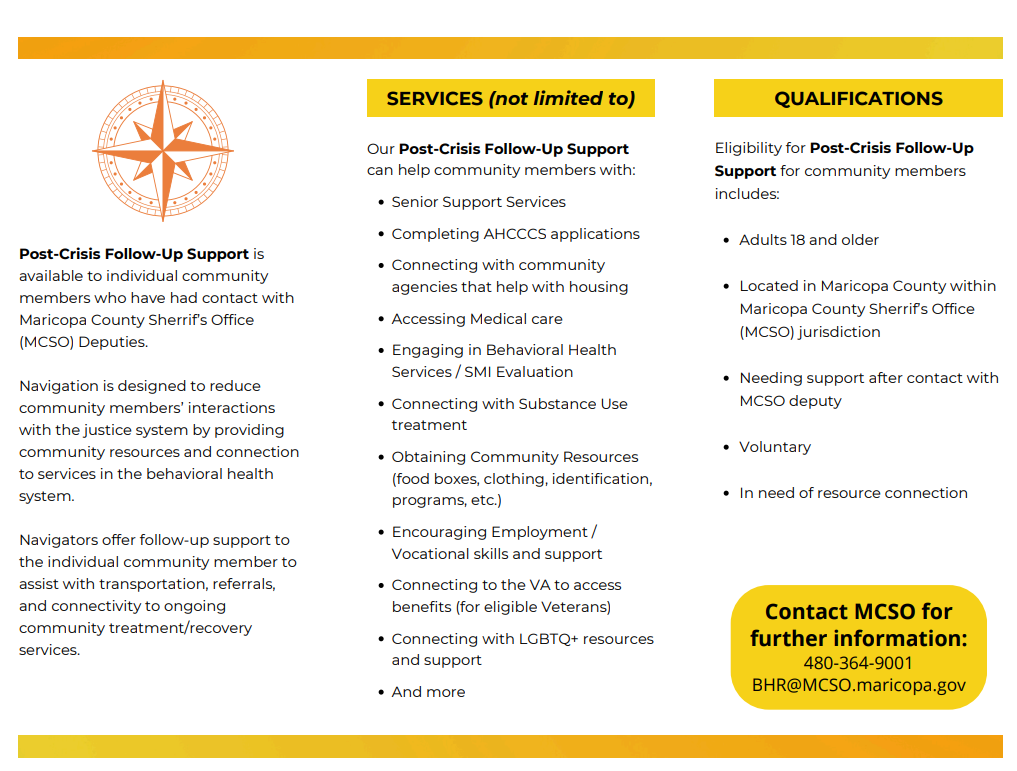 MCSO Behavioral Health Resource Line - Post-Crisis Navigation
