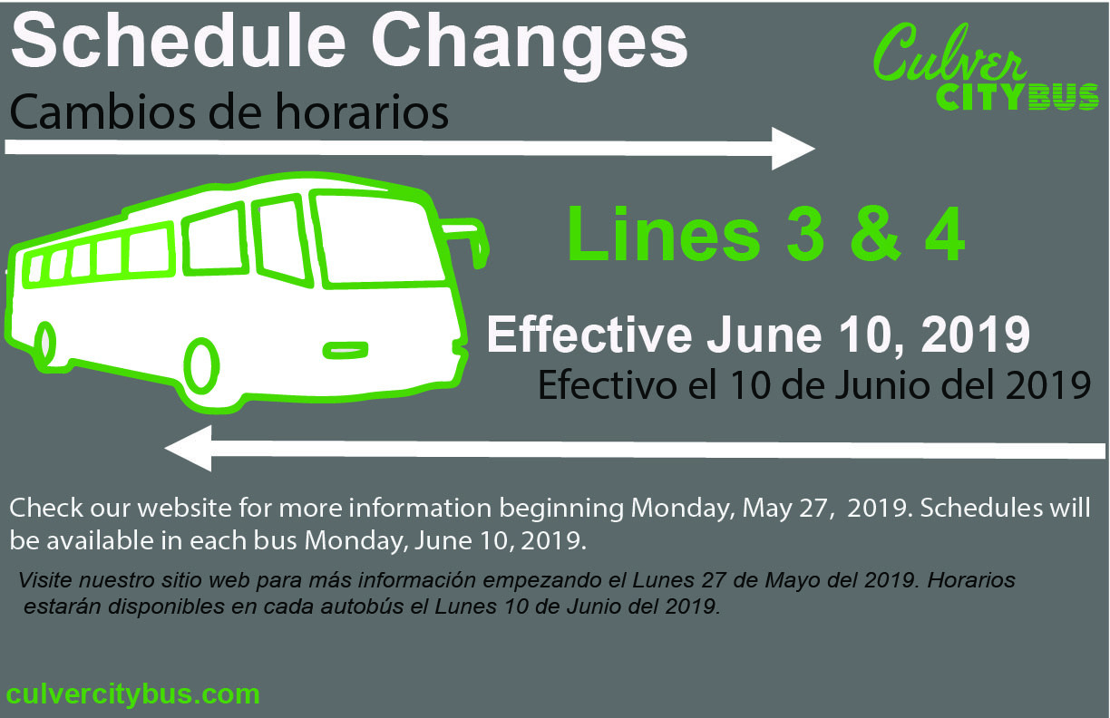 Schedule Changes on Line 3 & 4 - Effective 6/10/19