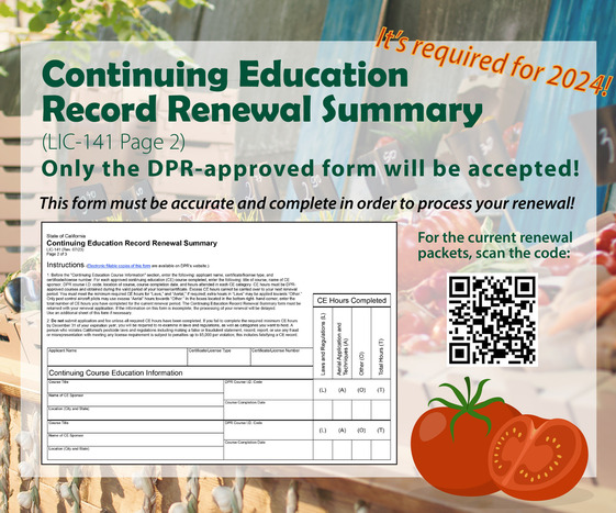 Continuing Education Record Renewal Summary (LIC-141 Page 2)