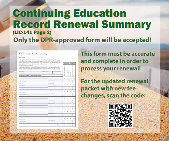 Continuing Education Record Renewal Summary (LIC-141 Page2)