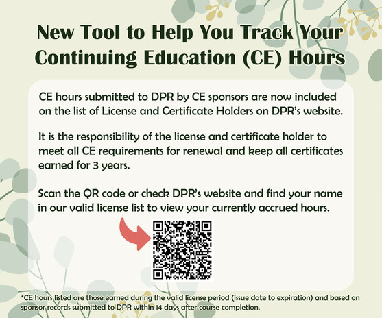 New Tool to Help You Track Your Continuing Education (CE) Hours