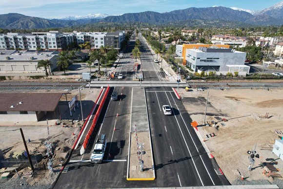 Foothill Gold Line Construction Alert - NOW OPEN: Garey Ave. at Railroad Crossing in Pomona