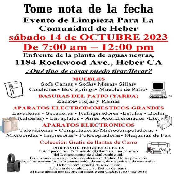 Community Clean Up Date- 10.14.2023