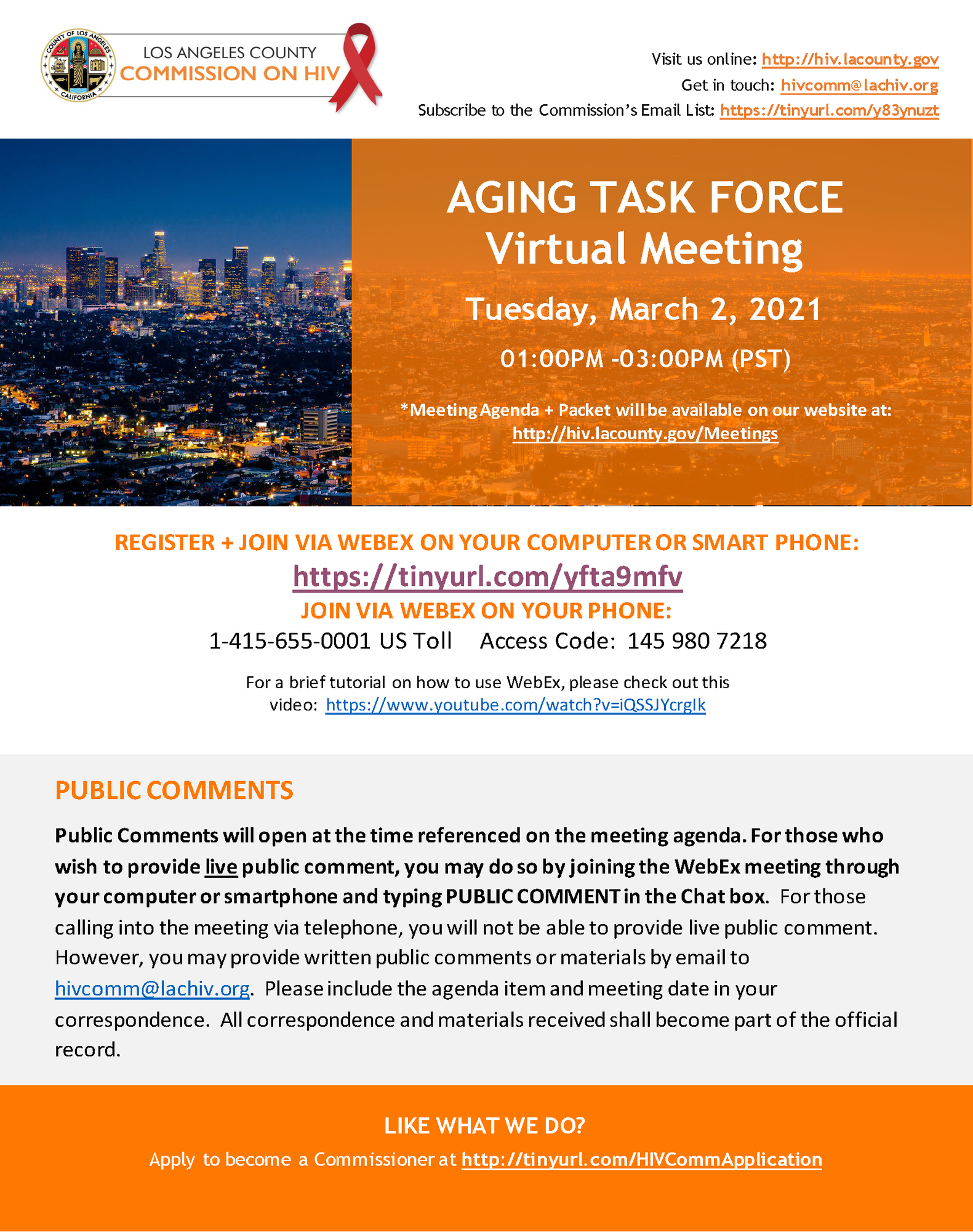 LOS ANGELES COUNTY COMMISSION ON HIV |Aging Task Force Virtual Meeting ...