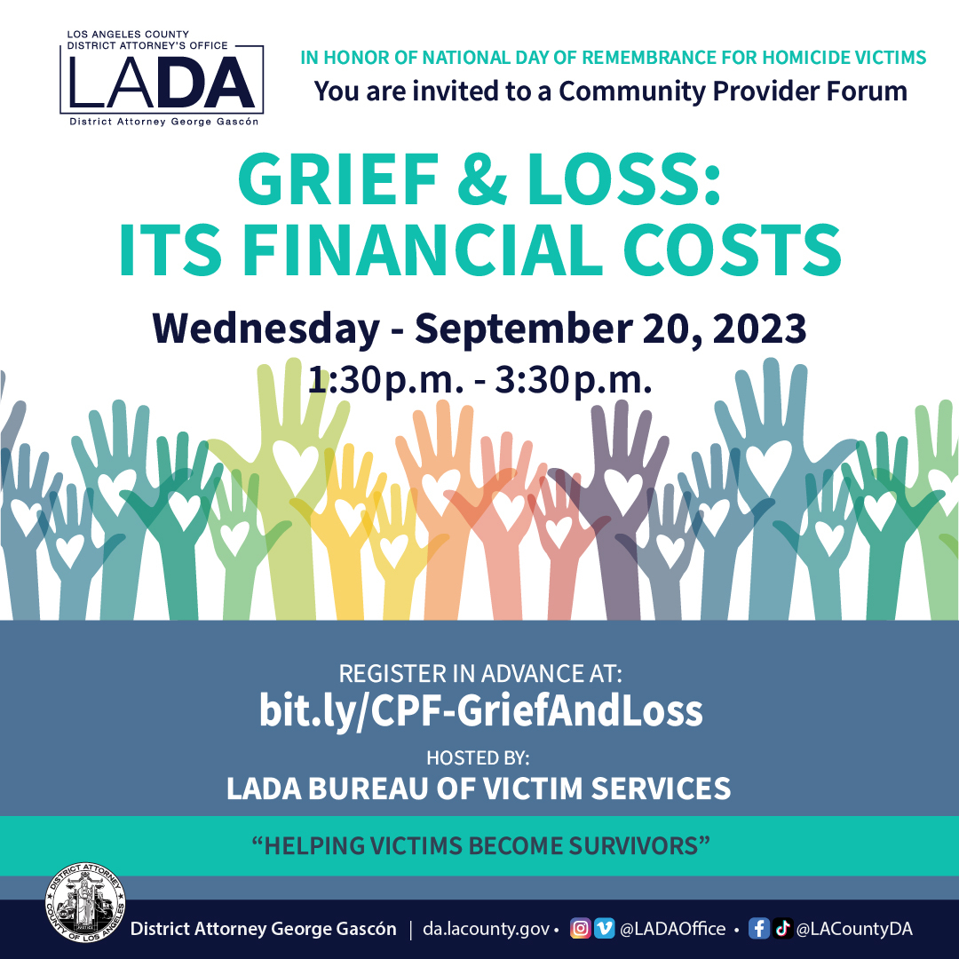 Join us! “Grief and Loss: The Financial Costs," September 20, 1:30pm