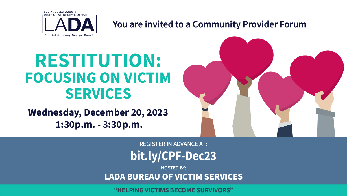 Join us! “Restitution: Focusing on Victim Services," December 20 1:30pm