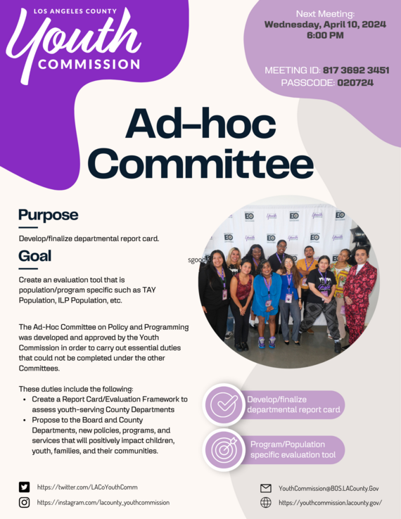 LA County Youth Commission - Ad-Hoc Committee Meeting 4/10/2024