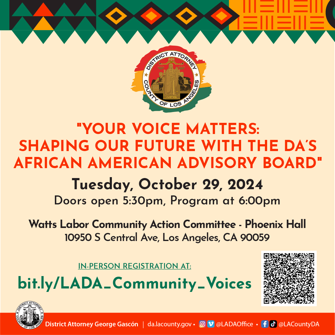 Join D.A. Gascón and LADA's African American Advisory Board in Watts on ...