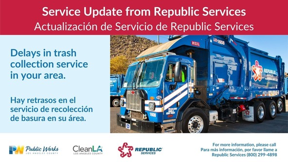 Notification on Republic Services Trash Collection Service Delay