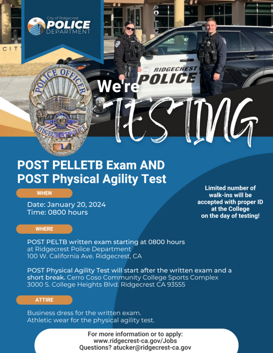 PELLETB and POST Written Testing - January 20th
