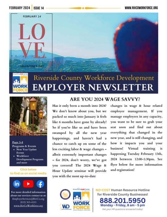 February 2024 Riverside County Workforce Development Newsletter