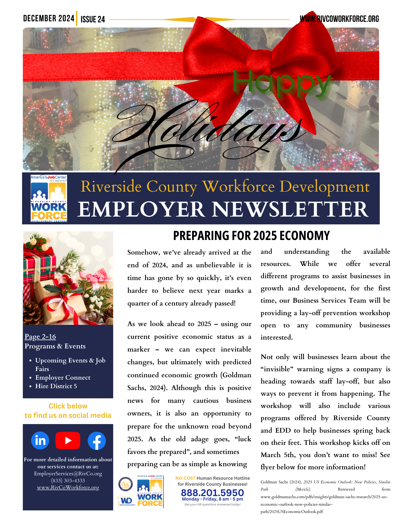 Riverside County Workforce Development December 2024 Newsletter