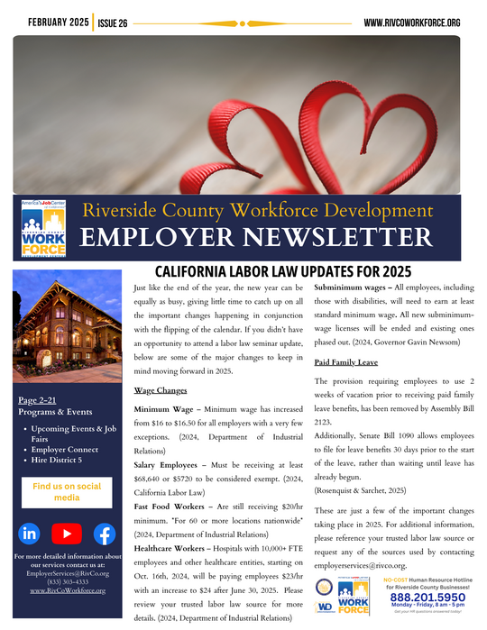 February Riverside County Workforce Development Newsletter