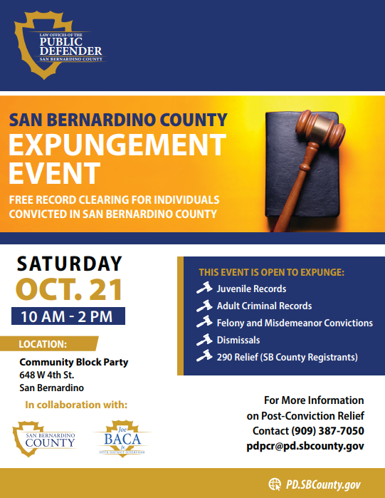 Supervisor Joe Baca, Jr. Invites You to Our Expungement Event